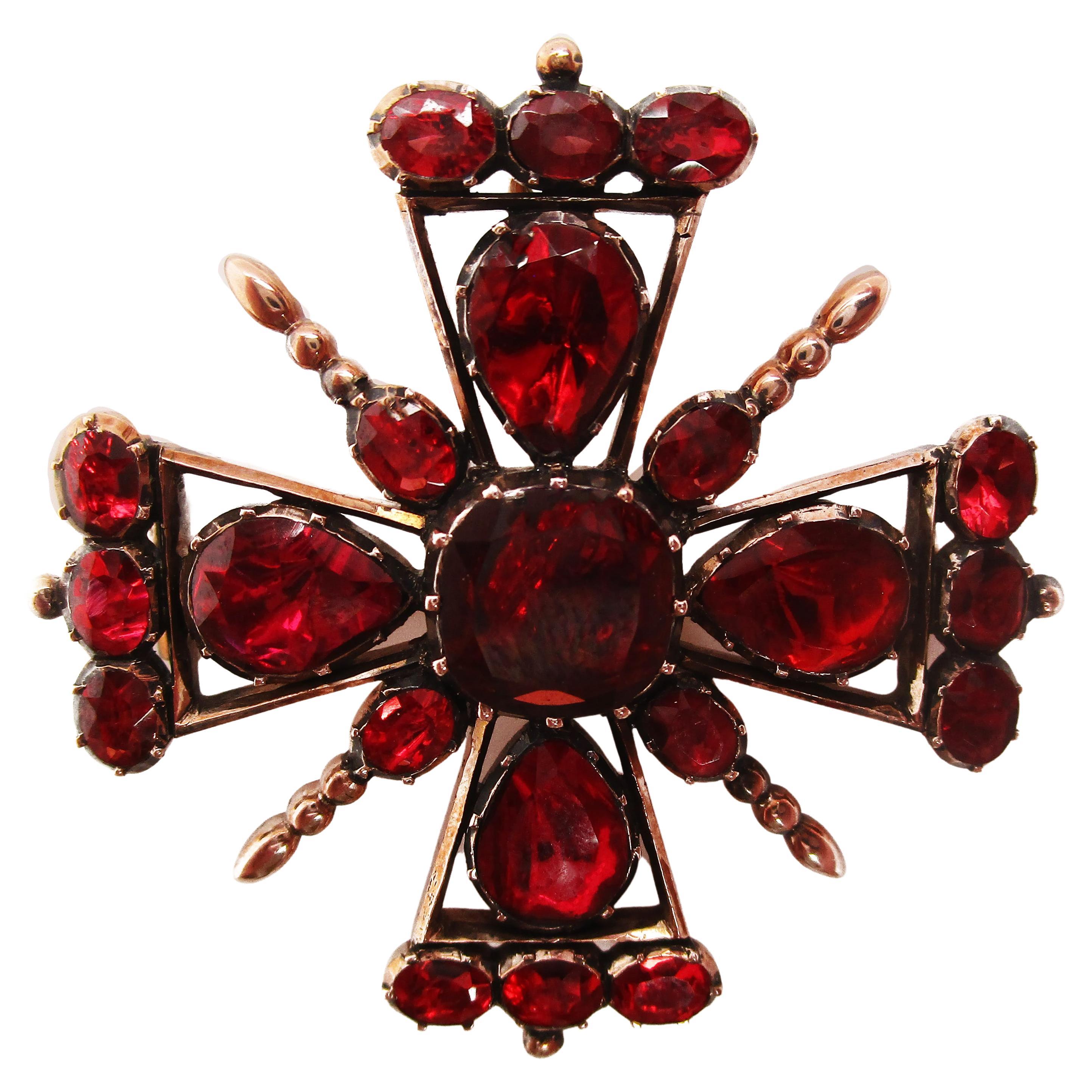 12 Karat Rose Gold and Garnet Pin Pendant Mint in Box For Sale at 1stDibs