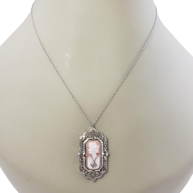 12 Karat White Gold and Diamond Reversible Cameo Pendant For Sale at ...