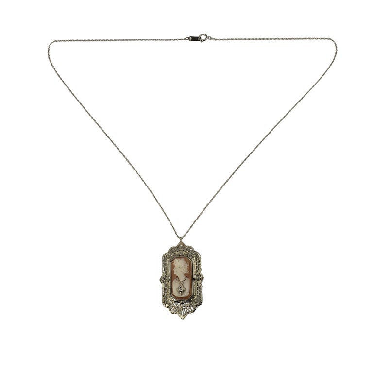 12 Karat White Gold and Diamond Reversible Cameo Pendant For Sale at ...