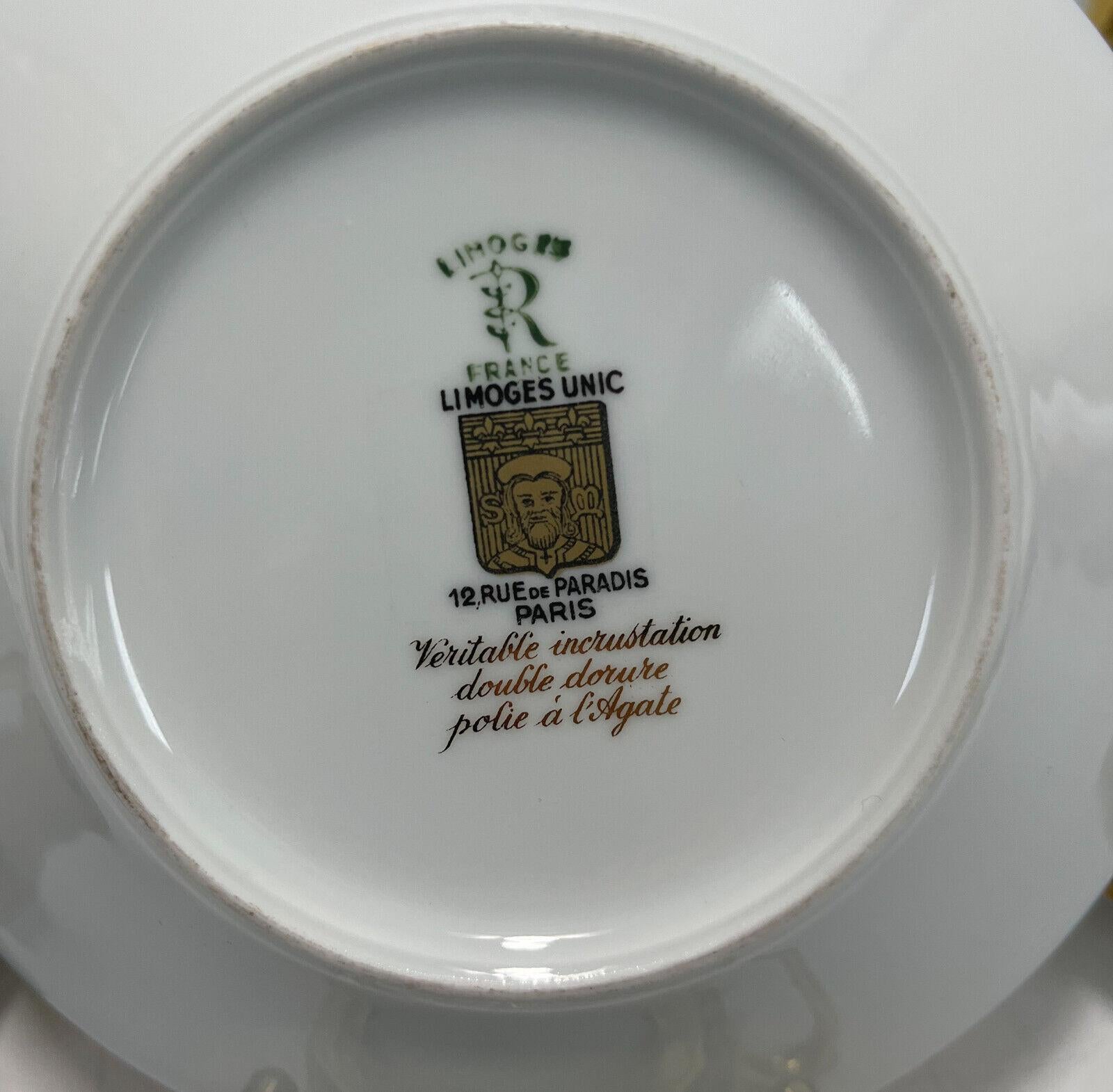 12 Limoges Raynaud Porcelain Cup and Saucers in Pompei For Sale at 1stDibs