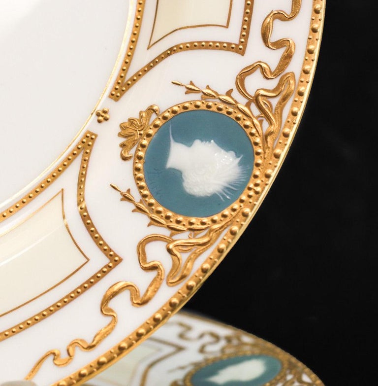 12 Minton for Tiffany and Co. Pate-Sur-Pate Cameo Portrait Dessert ...