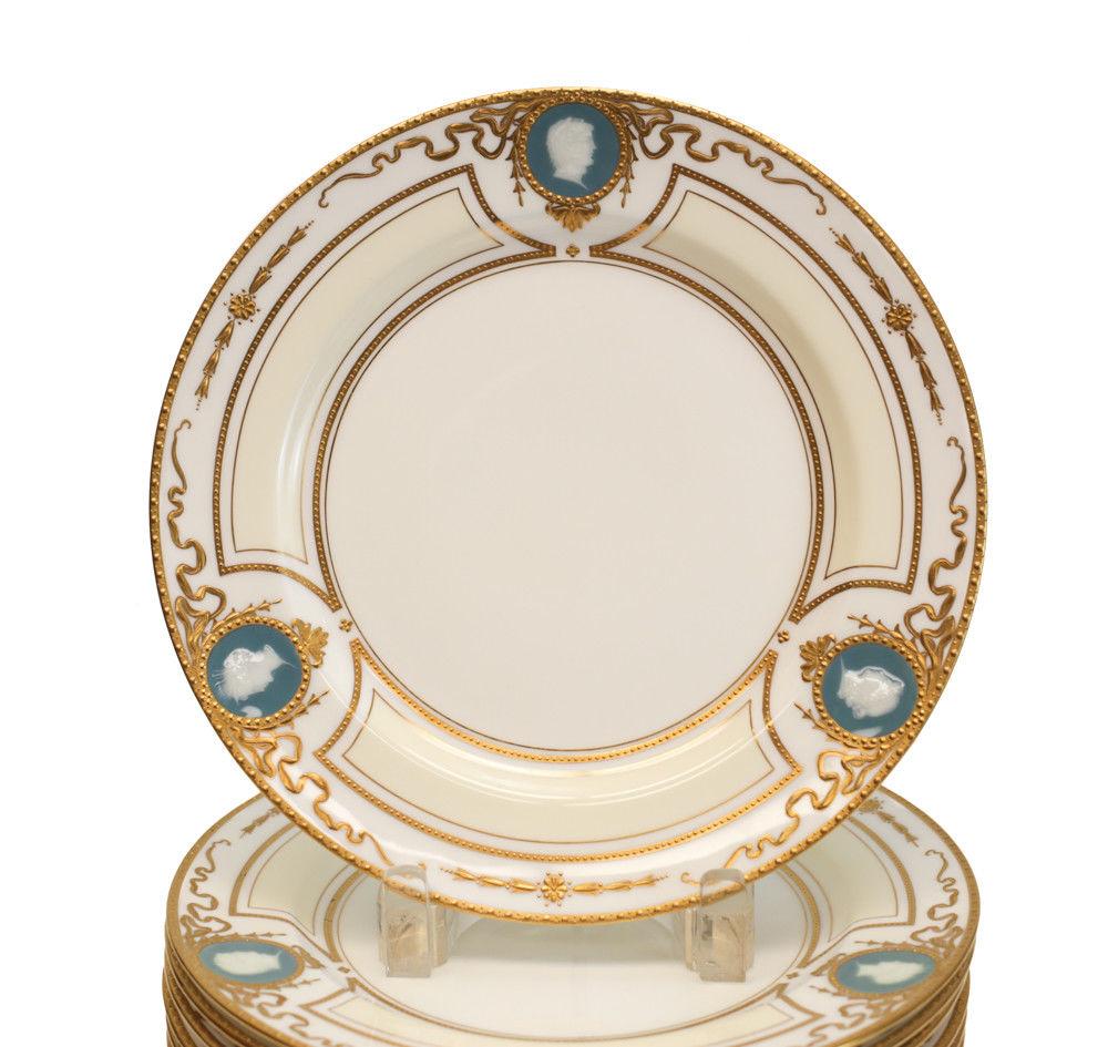 12 Minton for Tiffany and Co. Pate-sur-pate Cameo Portrait Dessert ...