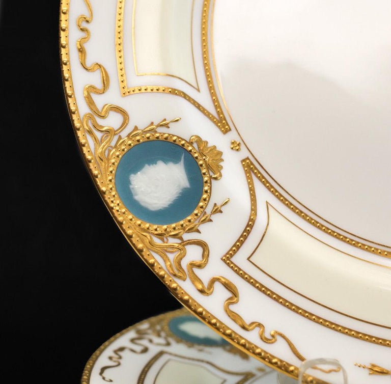 12 Minton for Tiffany and Co. Pate-Sur-Pate Cameo Portrait Dessert ...