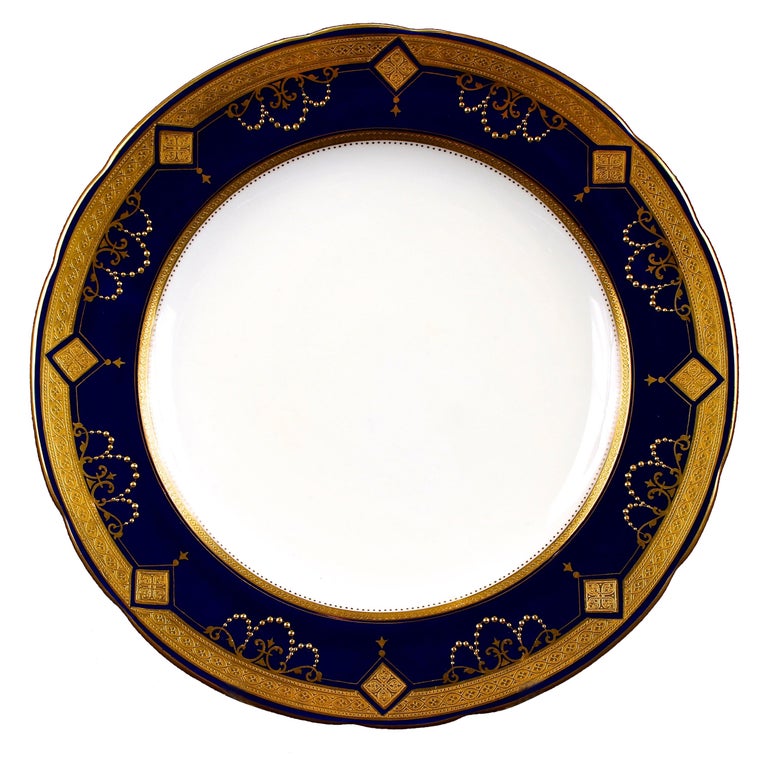 12 Minton for Tiffany Cobalt Medallion Plates For Sale at 1stDibs