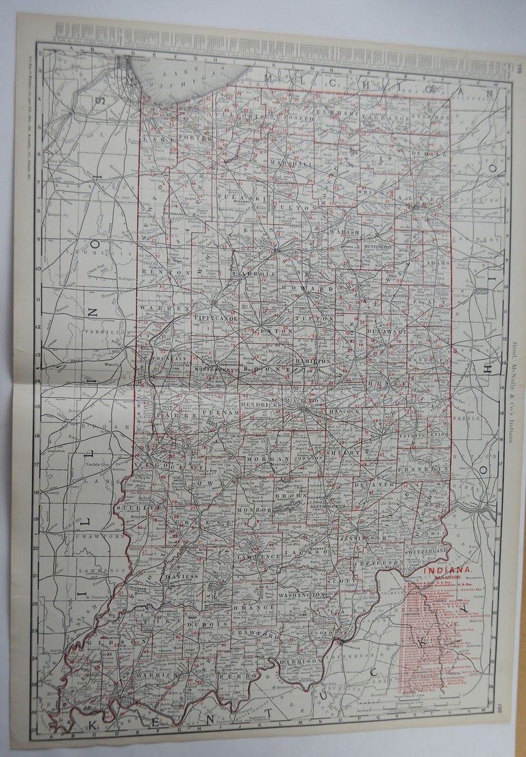12 Original Antique Maps of American States by Rand McNally, circa 1900 ...