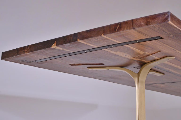 12-Person Reclaimed Hardwood Table, Sand Cast Brass Base by P ...