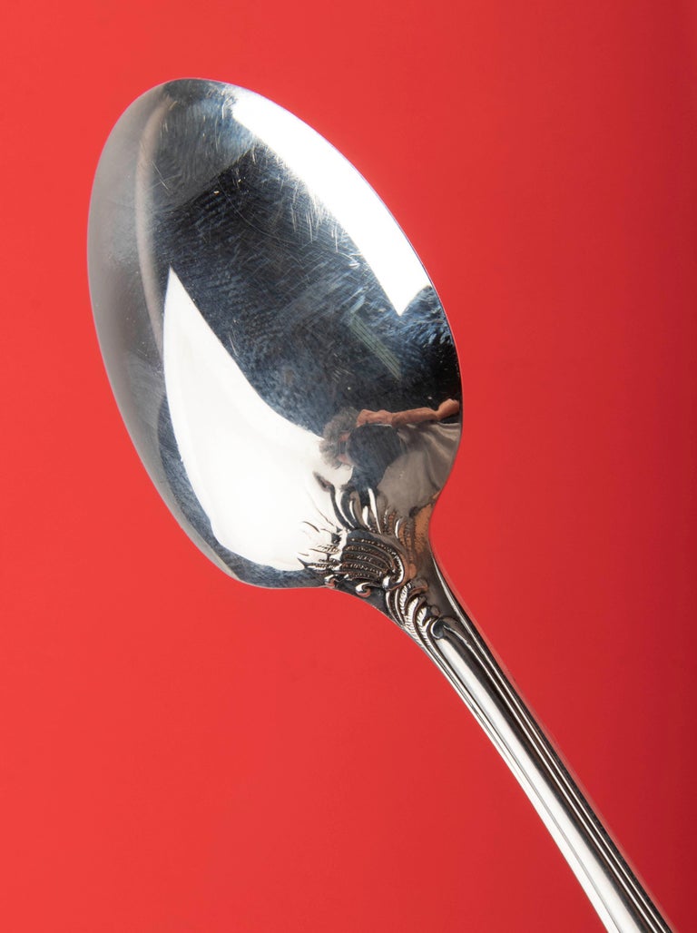 12-Piece Set Silver-Plated Mocha Spoons by Christofle Model Marly For ...