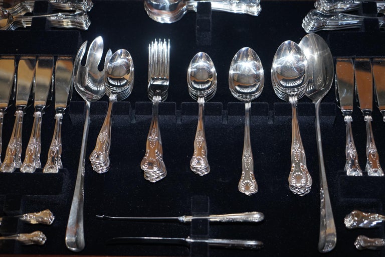 12 Place Setting Silver Plated and Espn Cutlery Set Inside Green ...
