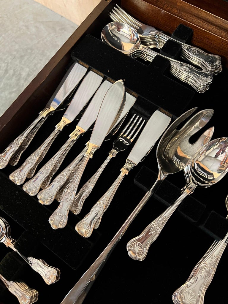 12 Place Setting Silver Plated and Espn Cutlery Set Inside Green ...