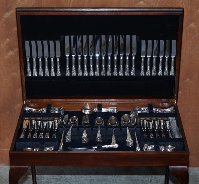 12 Place Setting Silver Plated and Espn Cutlery Set Inside Green ...