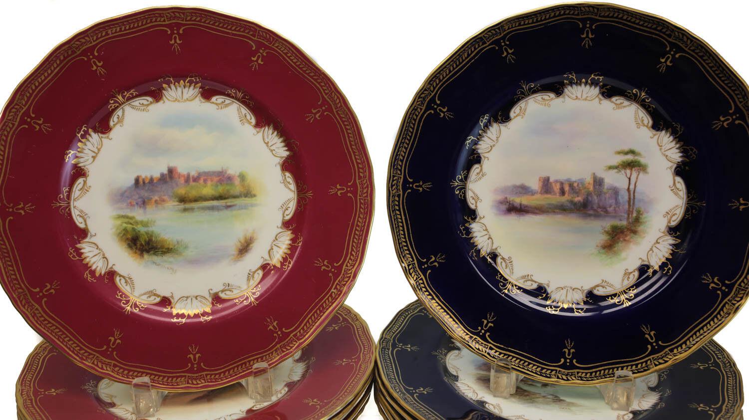 12 Royal Worcester Hand Painted Porcelain Dinner Plates, Various ...