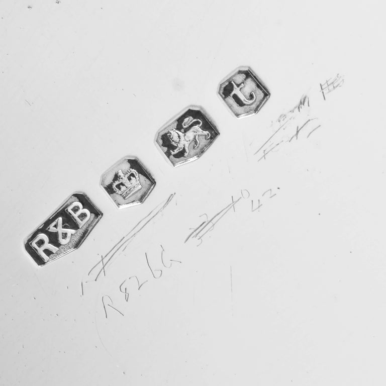 12 Sided Art Deco Period Pair of Sterling Silver Salvers, Roberts and ...