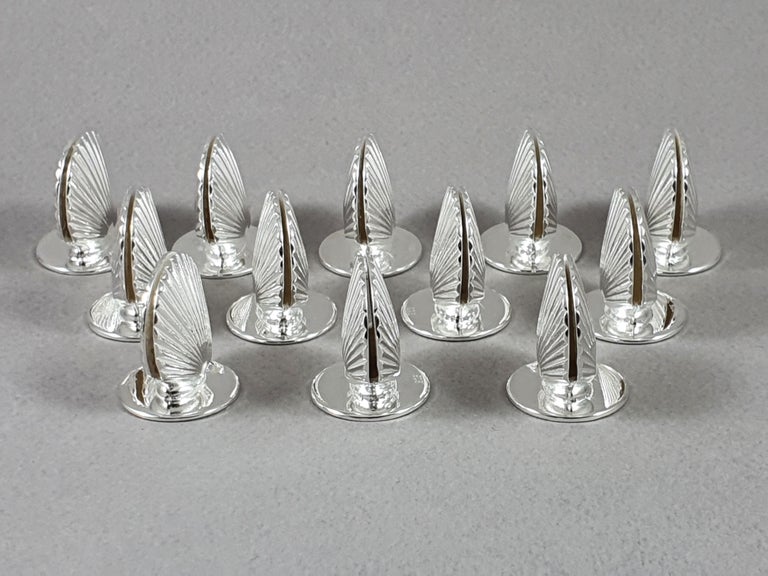 12 Sterling Silver Place Card Holders Shell at 1stDibs
