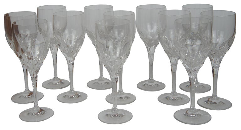 12 Vintage Gorham Cut Crystal Diamond Stemware Wine Water Goblets ...