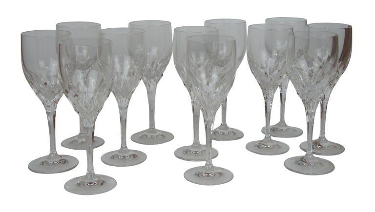 12 Vintage Gorham Cut Crystal Diamond Stemware Wine Water Goblets ...