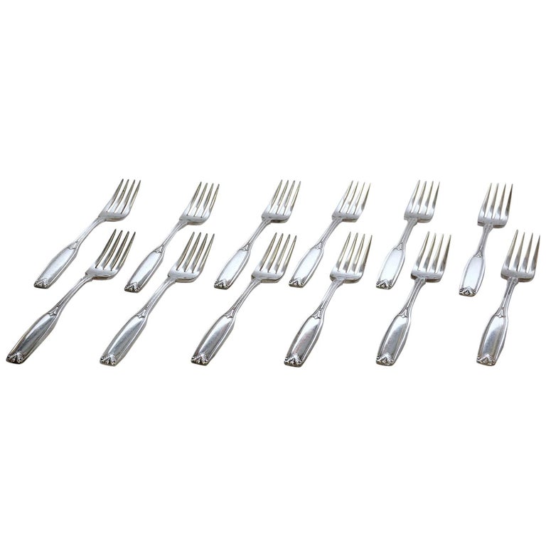 12 Vintage Hotel Silver Plate Dinner Forks by Oneida For Sale at 1stDibs