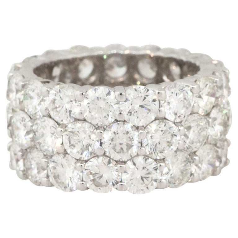 12.0 Carat 3-Row Diamond Eternity Band 18 Karat In Stock For Sale at 1stDibs