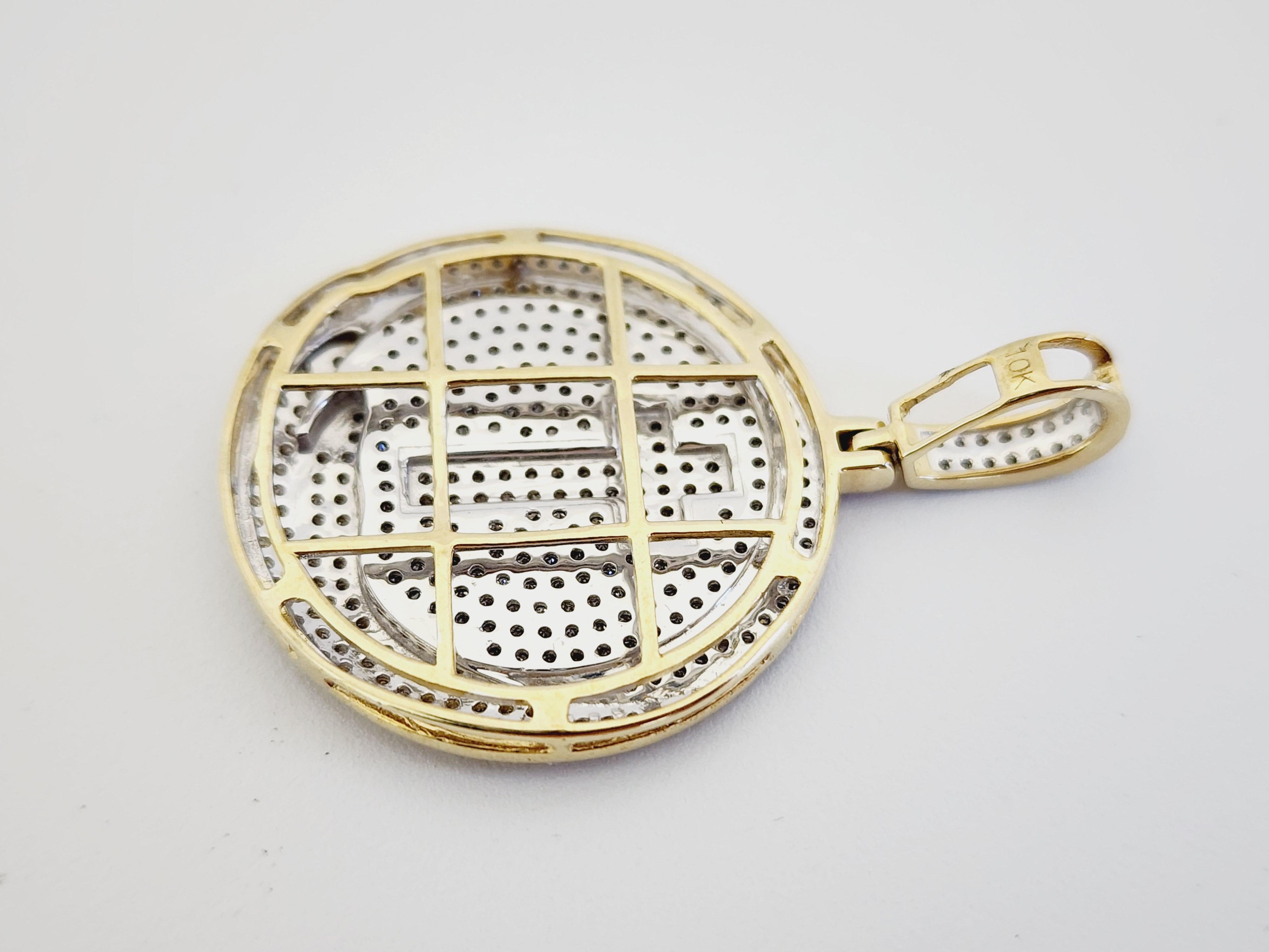1.20 Carat Diamond Cross Pendant 10 Karat Yellow Gold For Sale at 1stDibs