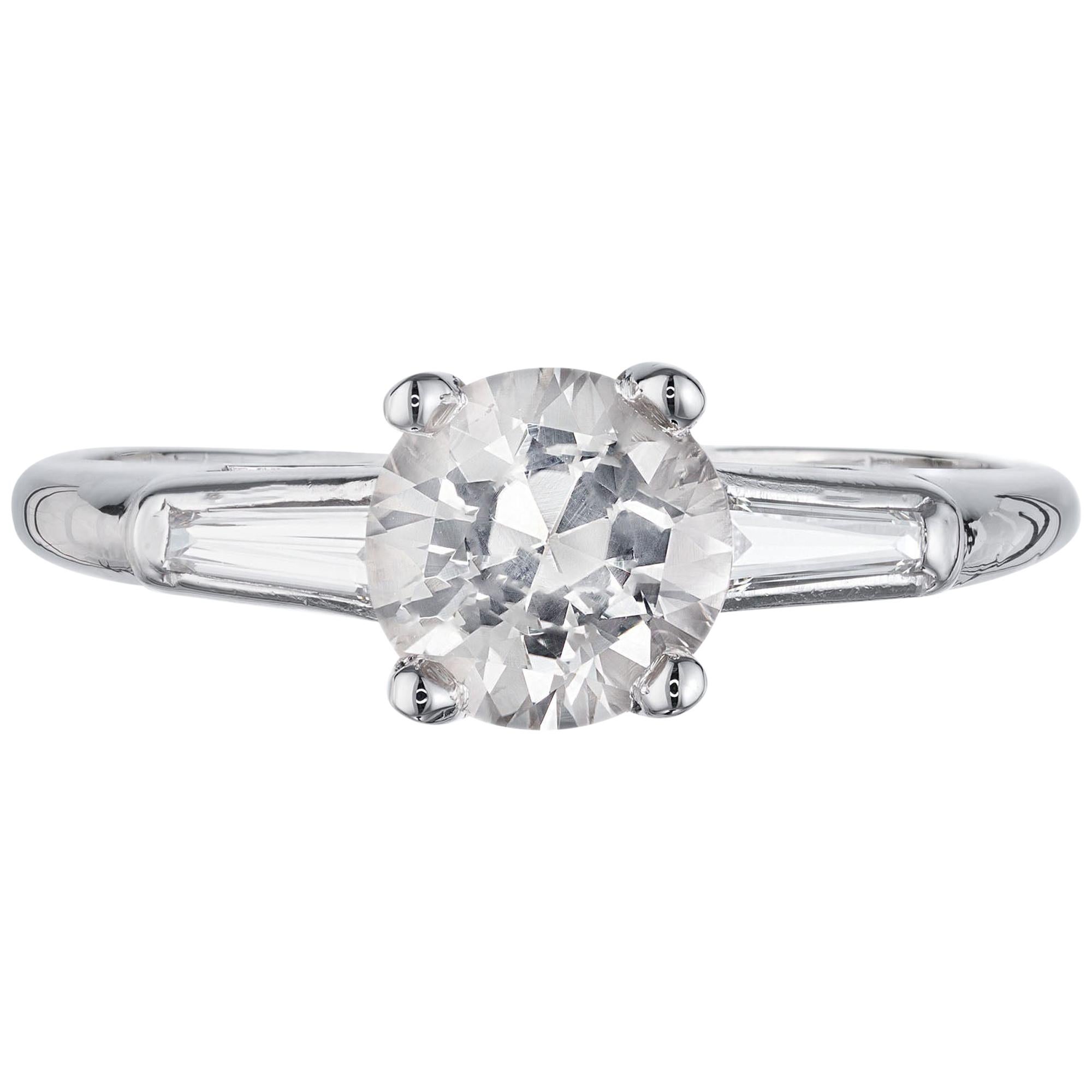 Platinum 1.20 Carat Diamond, Emerald, and Sapphire Ring For Sale at 1stDibs