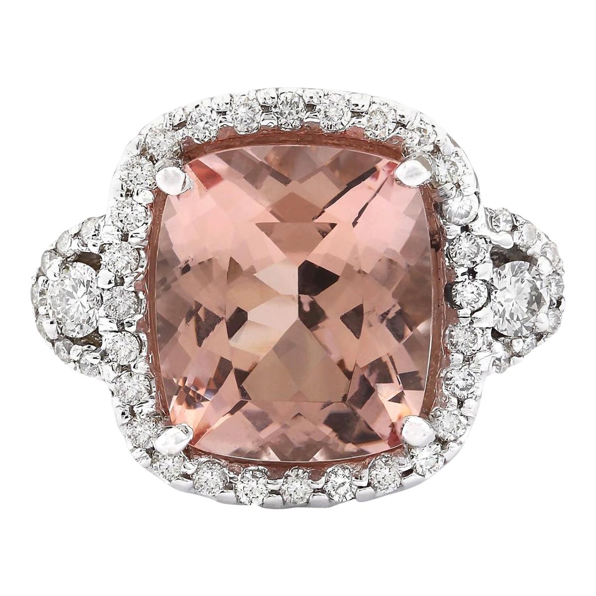 5.12 Carat Natural Morganite 18 Karat White Gold Diamond Ring For Sale ...