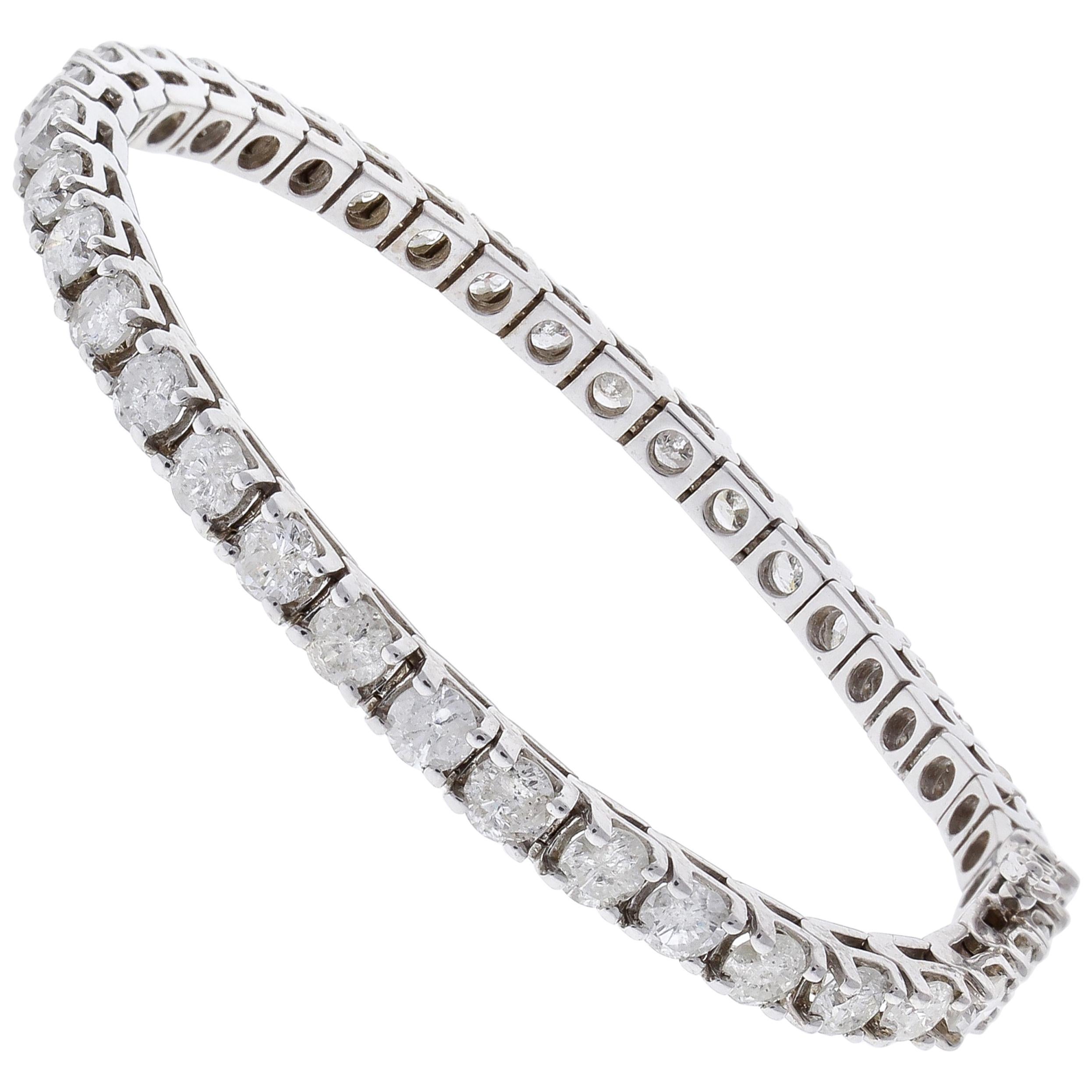 3 90 Carat Total Round Diamond 4 Prong Tennis Bracelet In 14 Karat