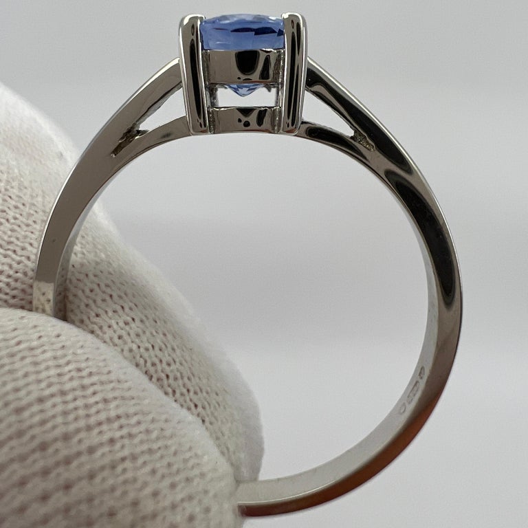 1.20ct Vivid Light Blue Ceylon Sapphire Oval Cut 18k White Gold ...