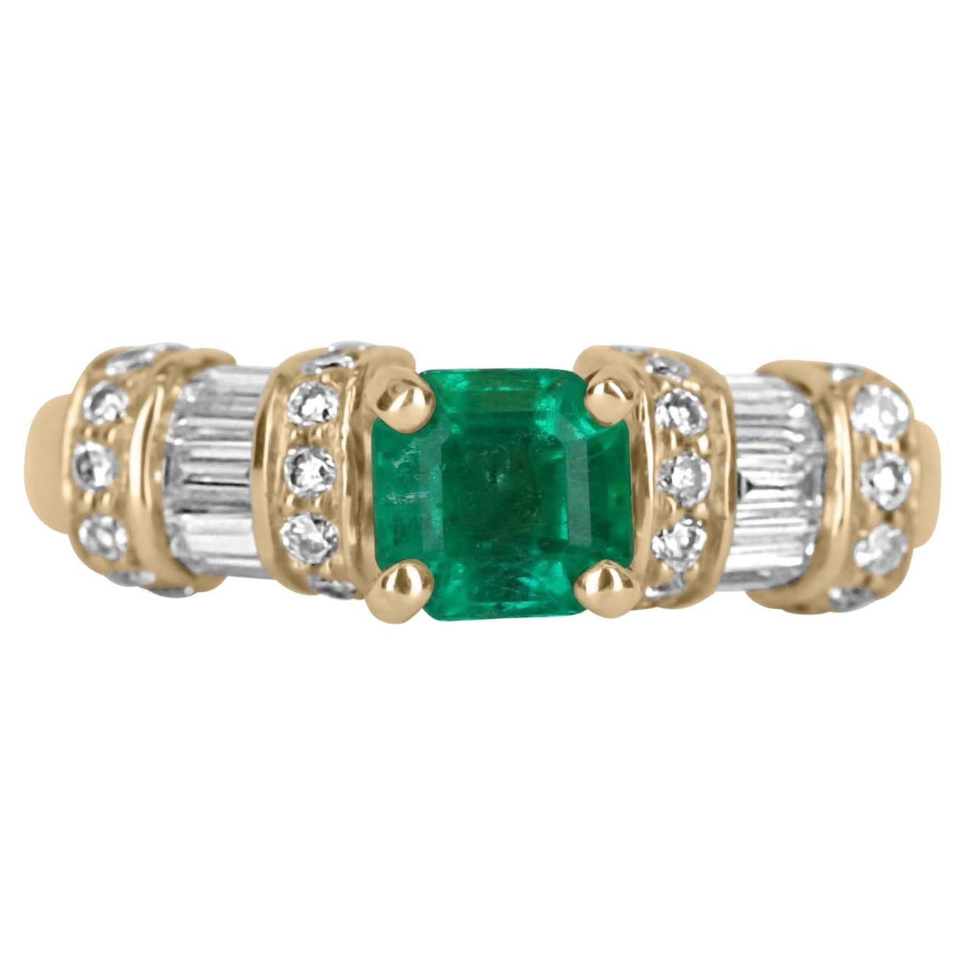 2.17tcw AGL 18K Colombian Emerald, Emerald Cut and Tapered Baguette ...
