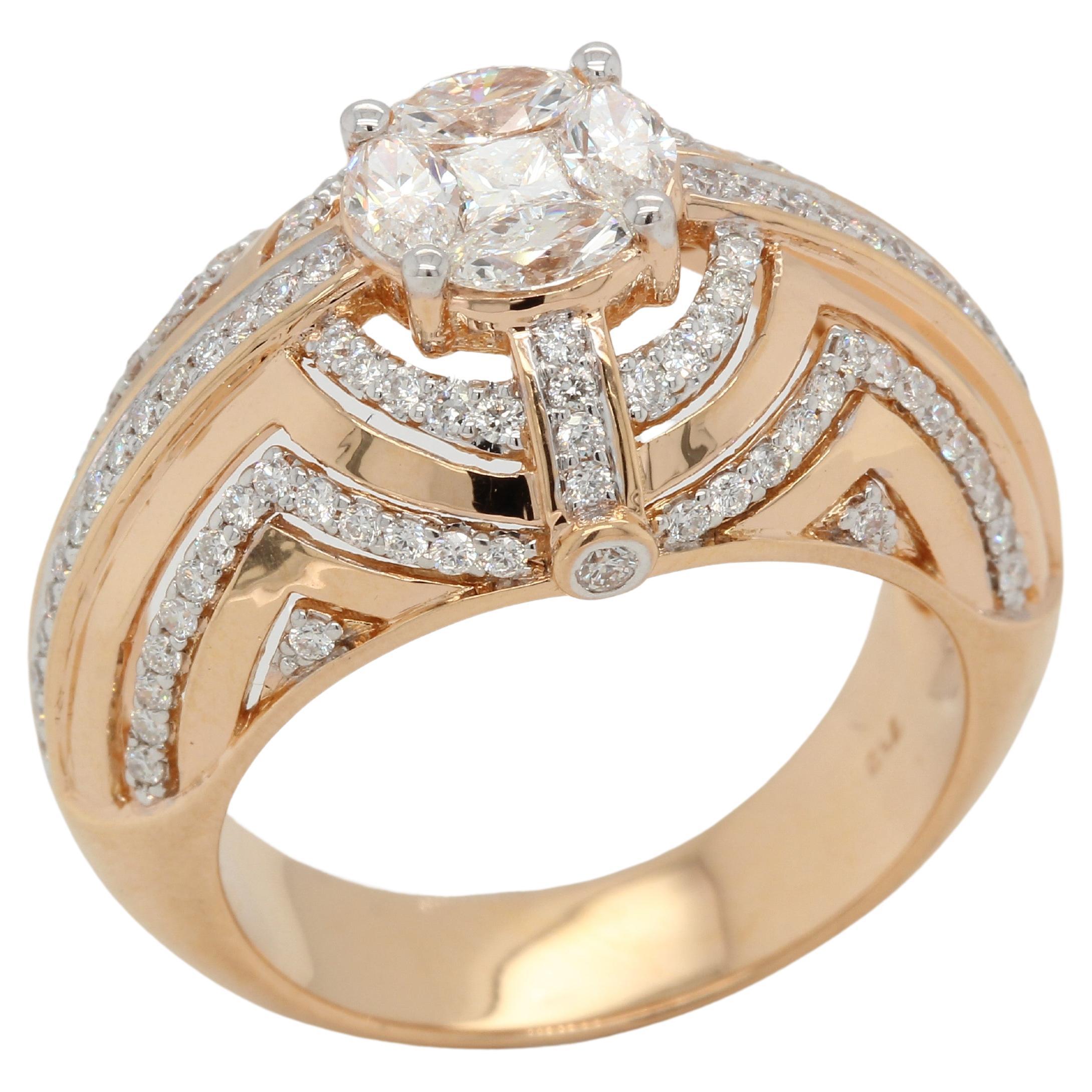 2.00 Carat Ruby and Diamond Illusion Ring in 18 Karat Gold For Sale at ...