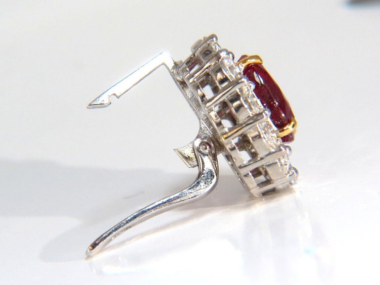 12.12 Carat GRS No Heat Oval Vivid Red Ruby Diamond Cluster Earrings ...