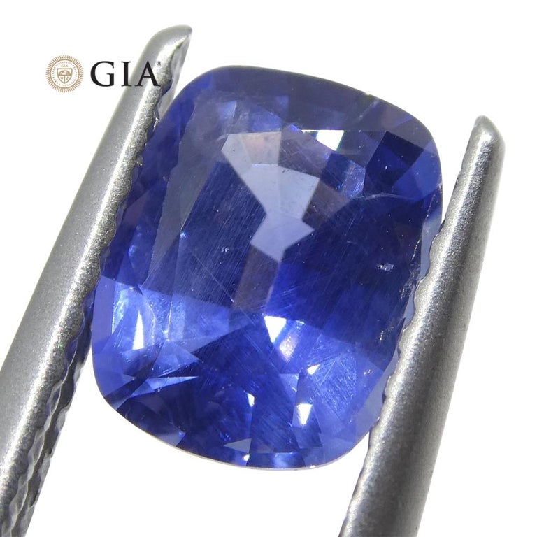 1.22ct Cushion Violetish Blue Sapphire GIA Certified Sri Lanka Unheated ...