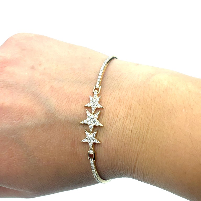 1.23 Carat Star Diamond Bracelet in 14K Yellow Gold For Sale at 1stDibs