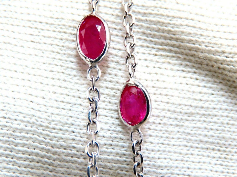 12.30Ct Natural Ruby Diamonds Station Yard Necklace Alternating Double ...