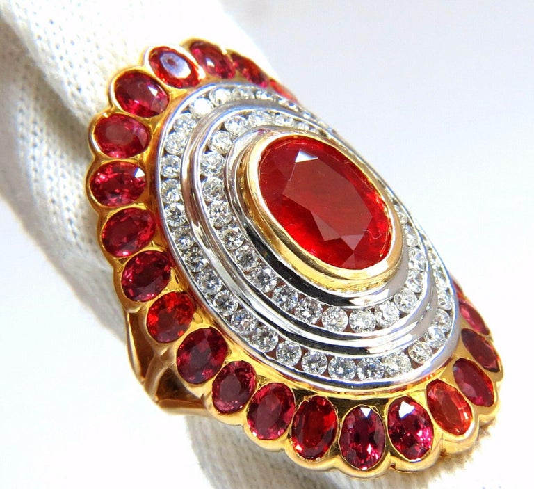 12.30ct Natural Spinel Diamonds Long Cluster Ballerina Ring 18kt For ...