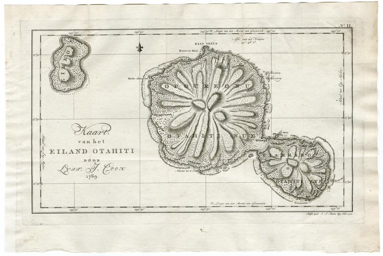 Baarsel - Map of Tahiti by Cook by J.S. Klauber - Etching / engraving ...