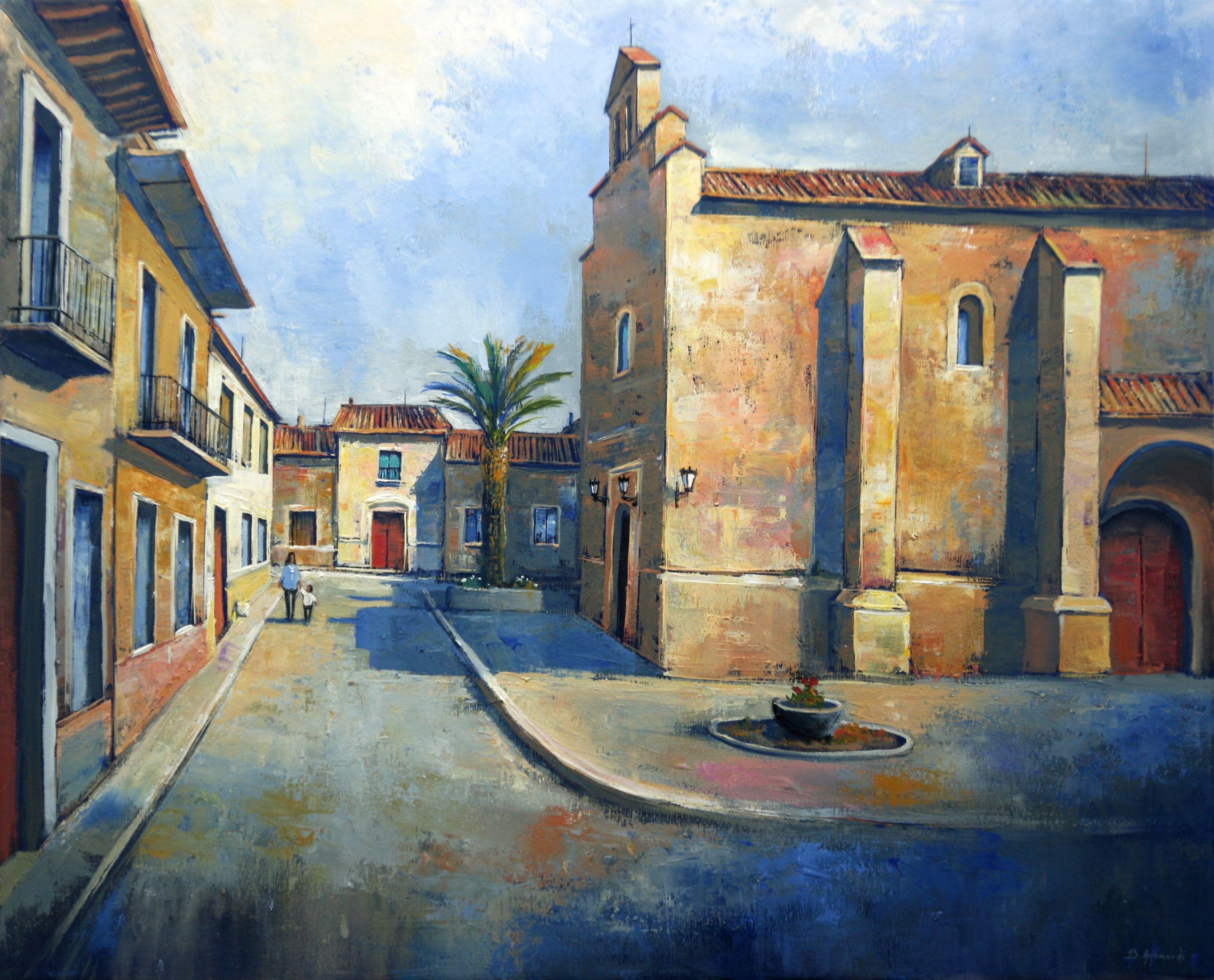Behshad Arjomandi - Spanish Town, Painting, Oil on Canvas at 1stDibs