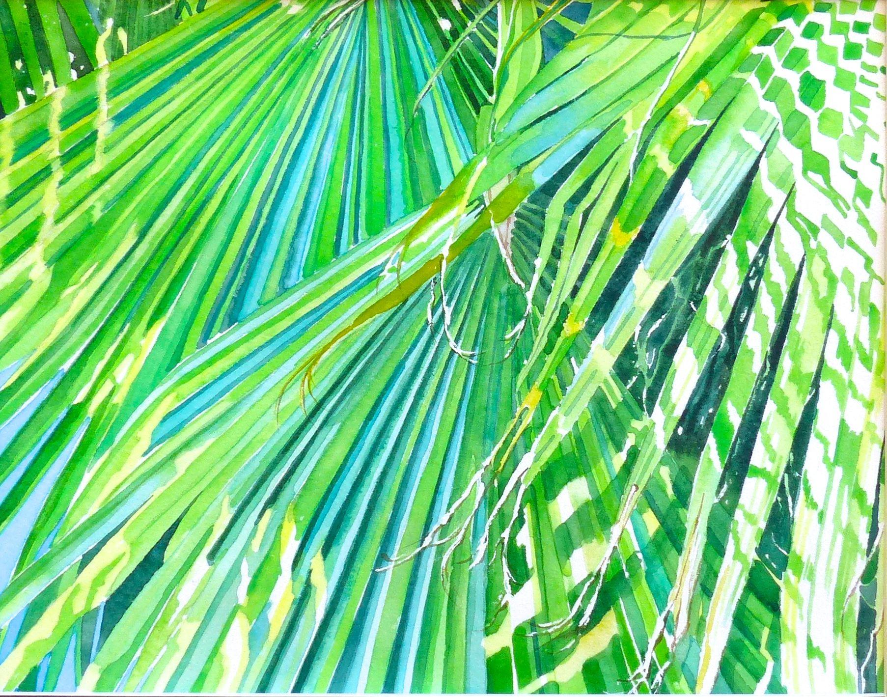 Leslie White - Palm Shadows, Painting, Watercolor on Watercolor Paper ...