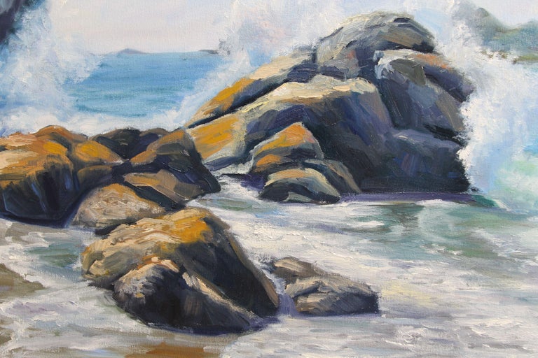Andres Lopez - Waves sanctuary, Painting, Oil on Canvas For Sale at 1stDibs