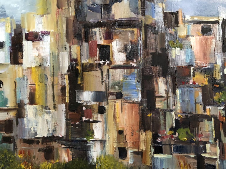 Thong Le - Stack Houses, Painting, Oil on Canvas For Sale at 1stDibs