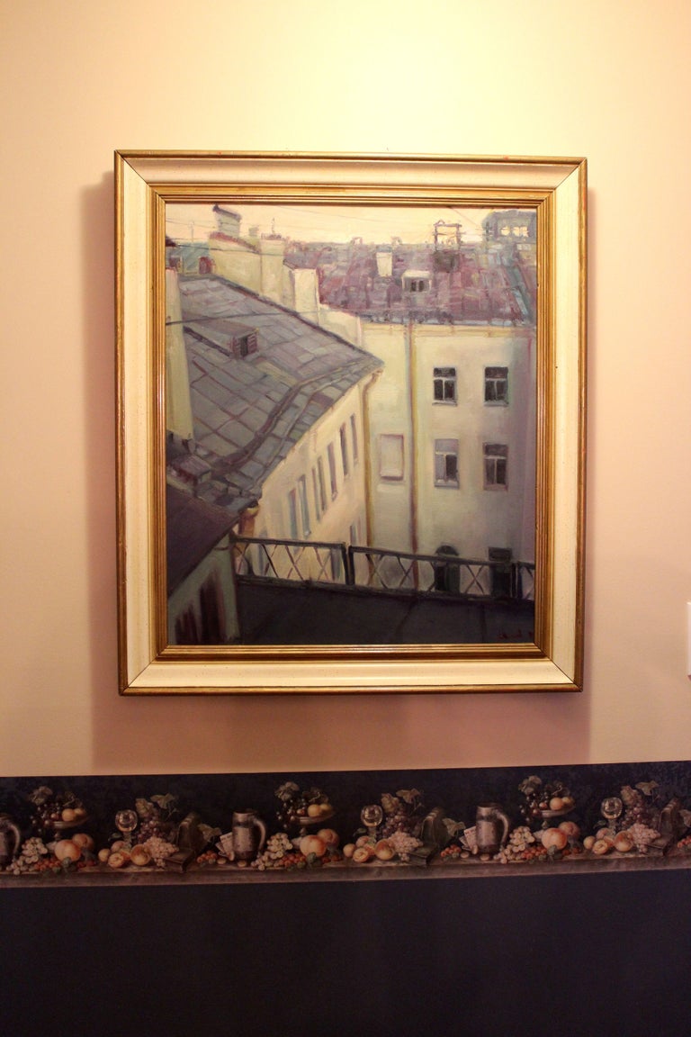 Charles Choi - Roof, Painting, Oil on Canvas For Sale at 1stDibs