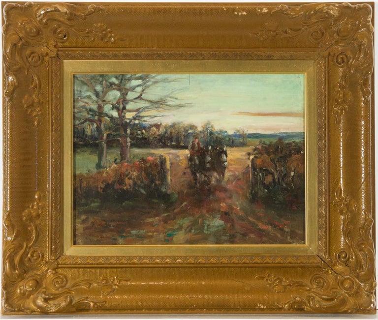 Graham Thompson - Graham Thompson - 1909 Oil, Horses Pulling Farmer in ...