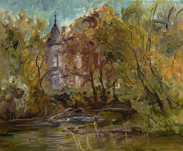 Christine Jacquel - Oil painting of a castle in autumn France, Painting ...