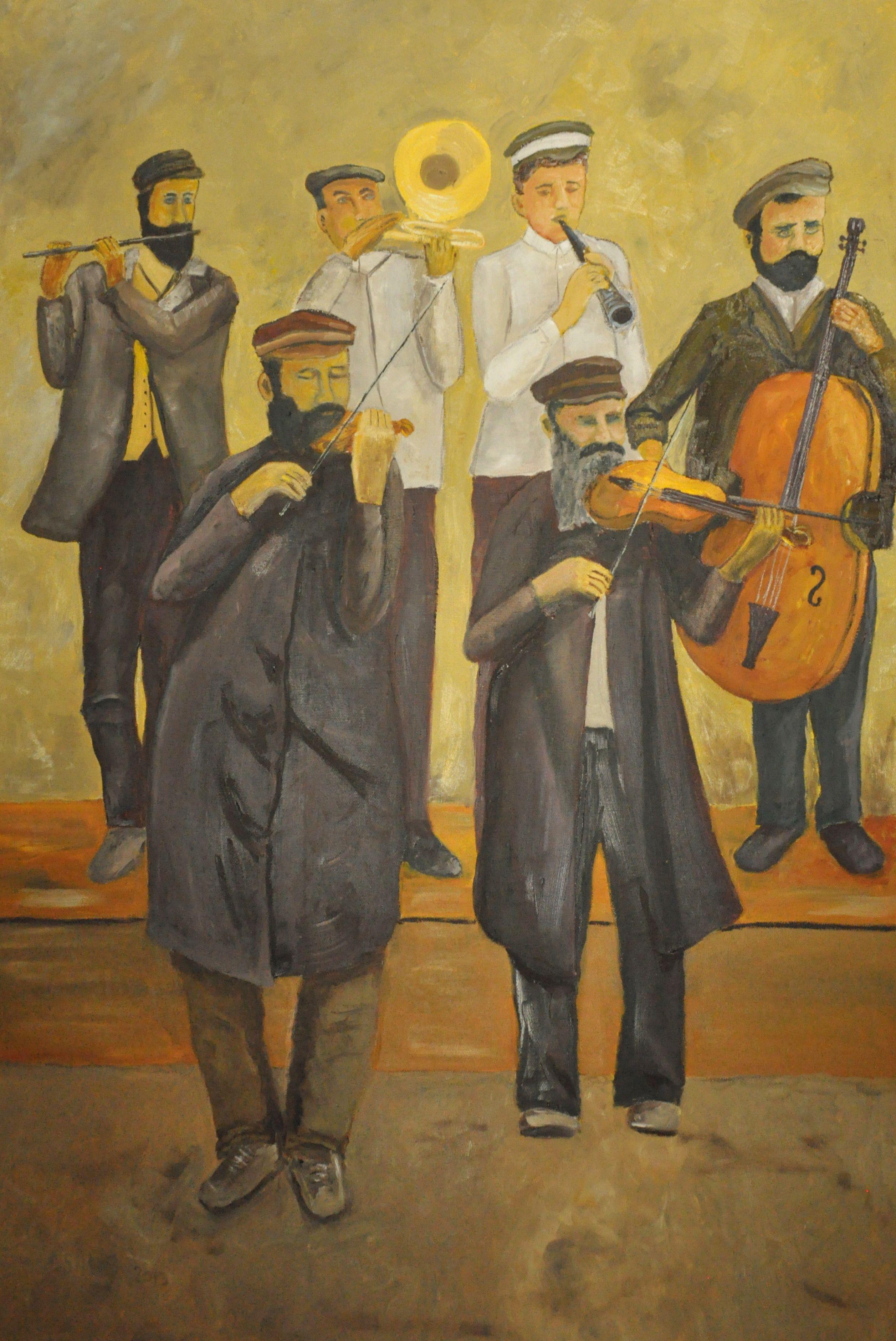 Nissan Engel - THREE MUSICIANS Large Oil Painting French Israeli Artist ...