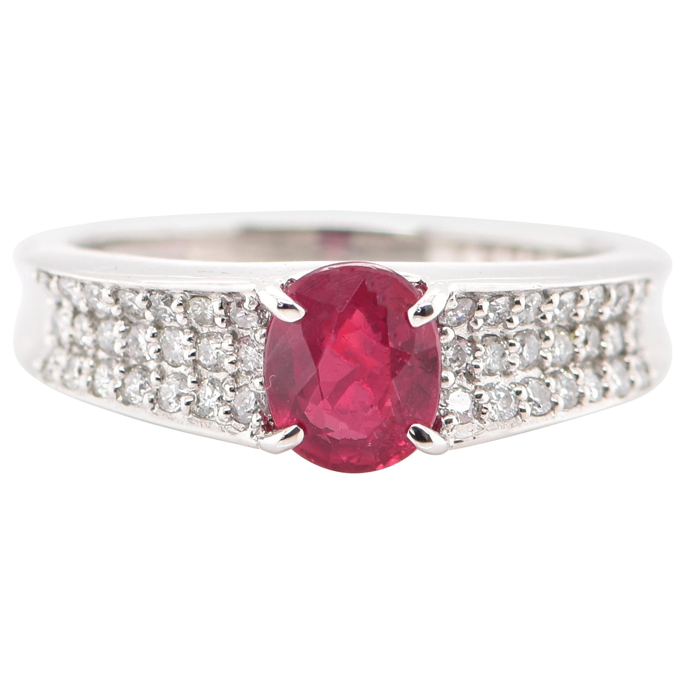 2.019 Carat Untreated, Mozambique Ruby and Diamond Ring Set in Platinum ...