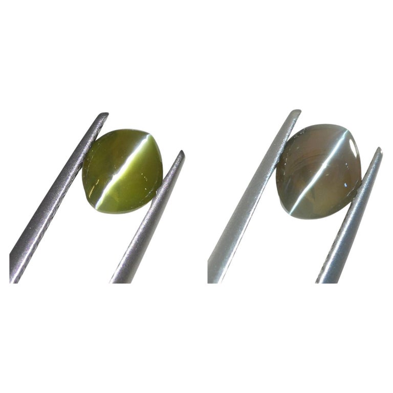 1.23ct Marquise Cabochon Yellowish Green to Pink-Purple Cat's Eye ...