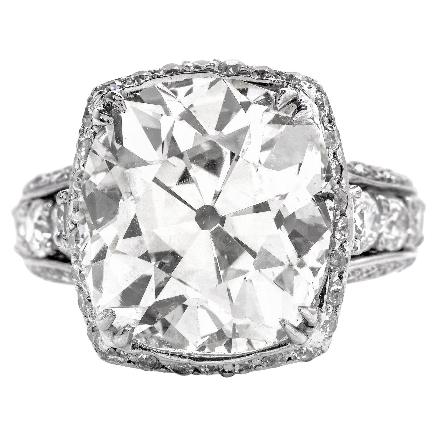 12 43 Carats Cushion Diamond 18k Gold Engagement Ring For Sale At