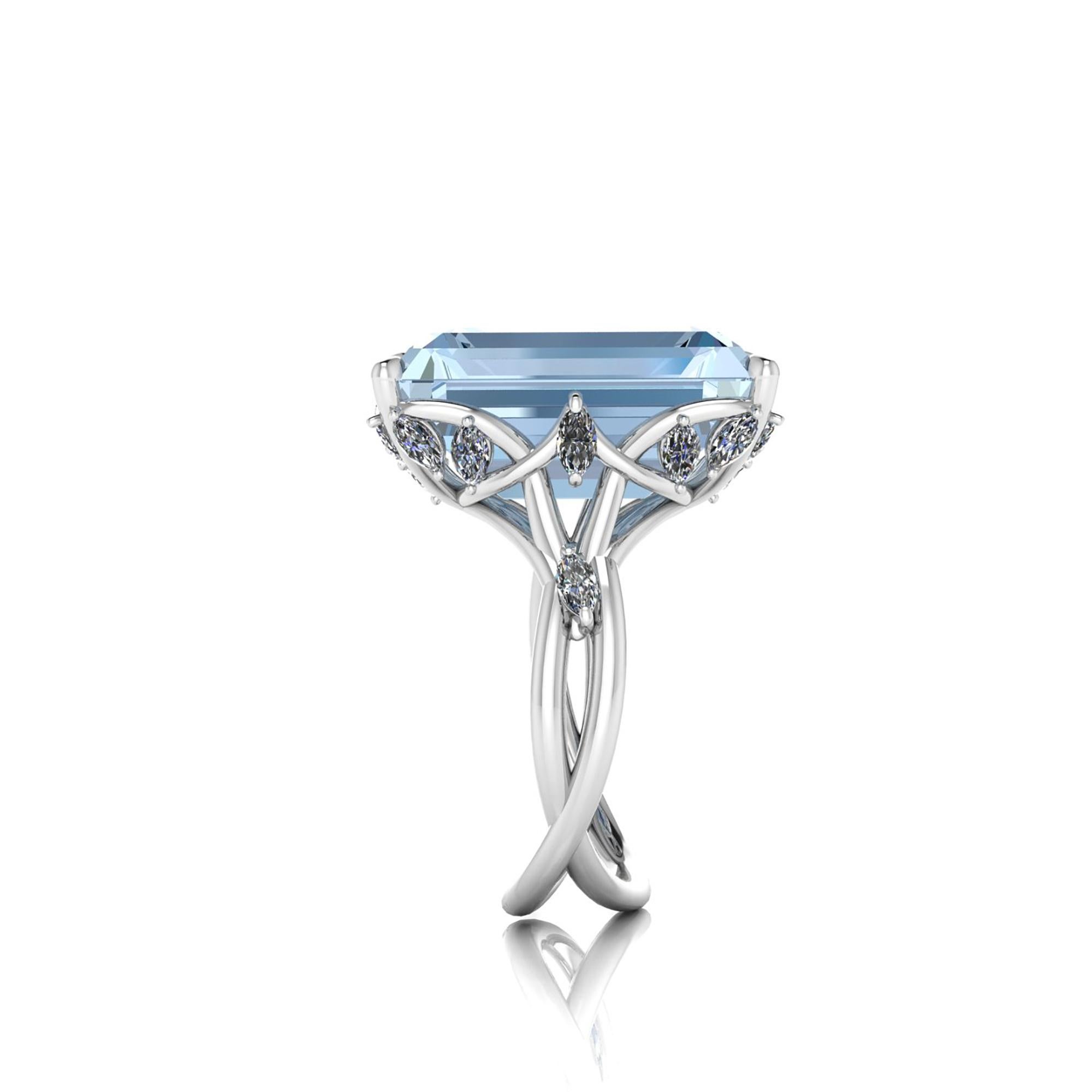 12.45 Carat Emerald Cut Aquamarine Platinum Cocktail Ring at 1stDibs ...