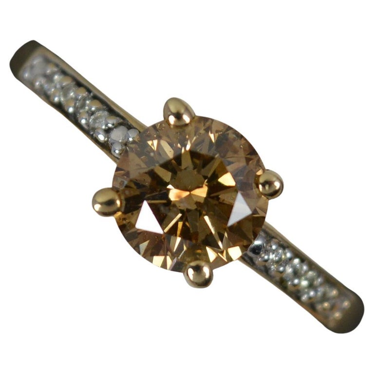 1.25 Carat Champagne Diamond and 9ct Gold Engagement Ring For Sale at ...