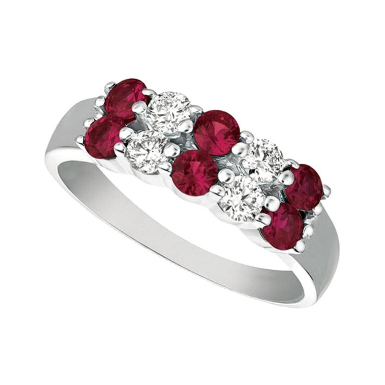 Customizable 1.25 Carat Natural Ruby and Diamond 2 Rows Ring G SI 14 ...