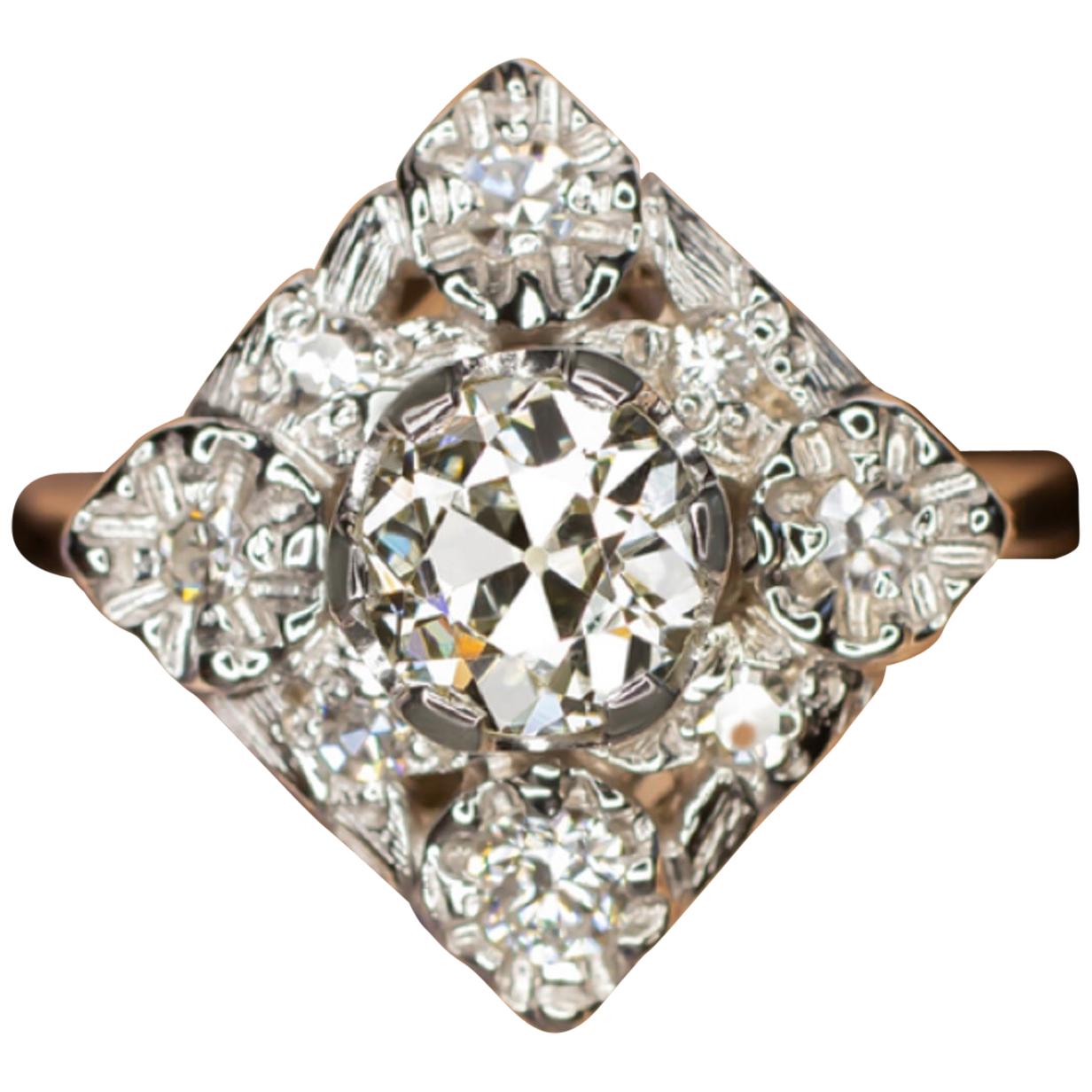1930s 1.25 Carat Diamond Engagement Ring European Cut at 1stDibs