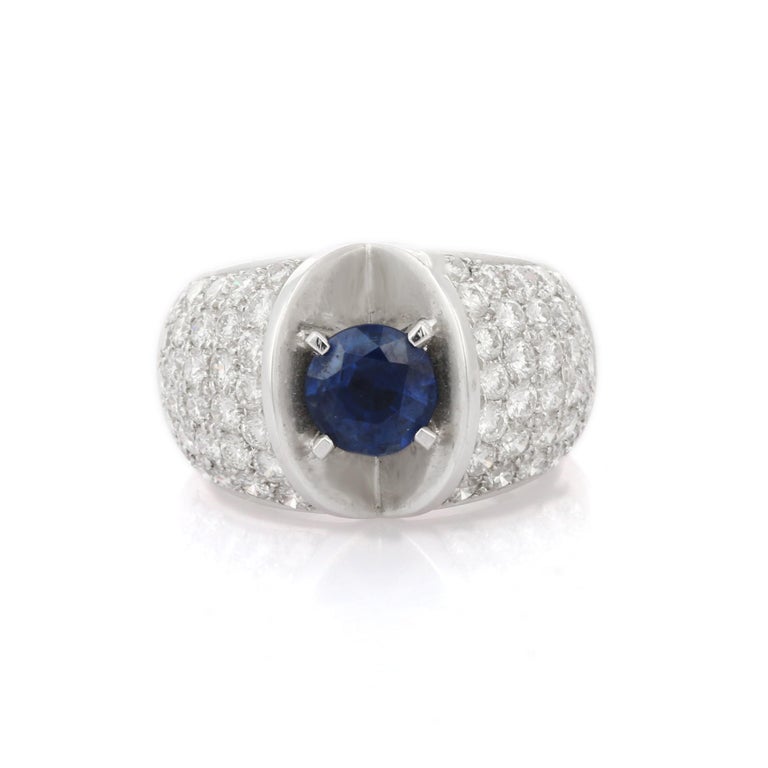 Customizable Sapphire and Diamond Designer Bold Ring in 18K White Gold ...